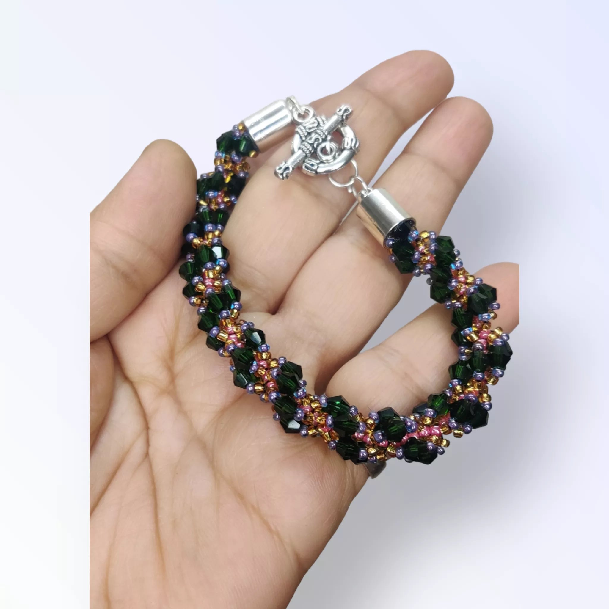 Royal Green Spiral Beaded Bracelet – Sparkleeng Jewels
